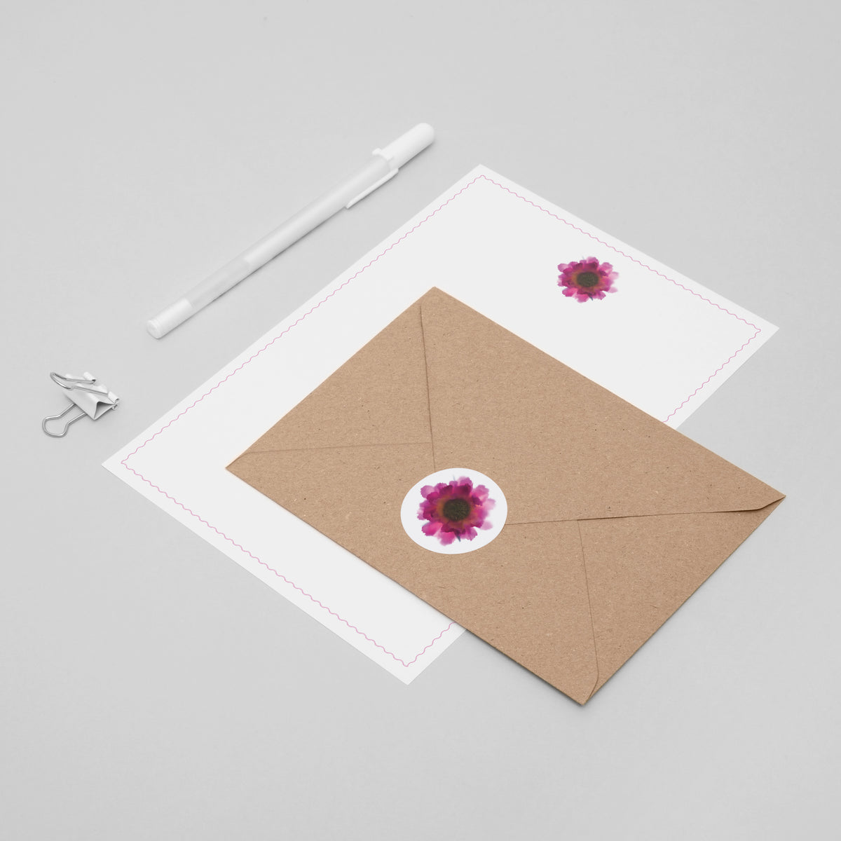 Three Flowers - Floral Letter Writing Set | Flora Rozita